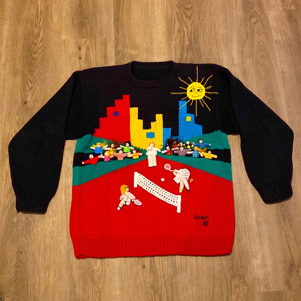 Handmade In Peru Raquel 3d Volleyball Scene Vintage S… - Gem